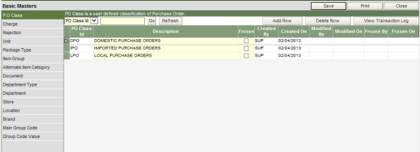 Materials Management - PO Class