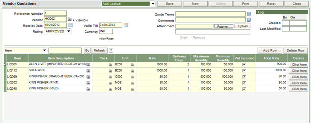 Materials Management - Vendor Quotations