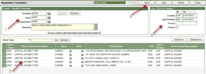 Materials Management - Templates for Requisitions