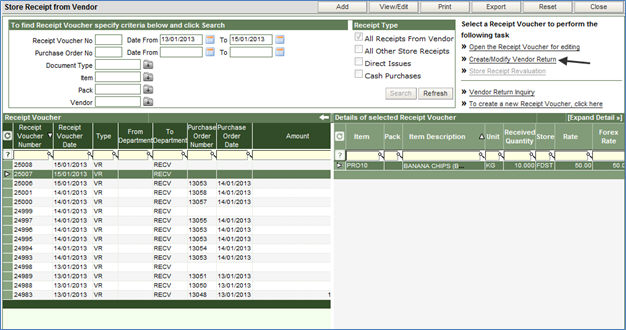 Materials Management - Return to the Vendor